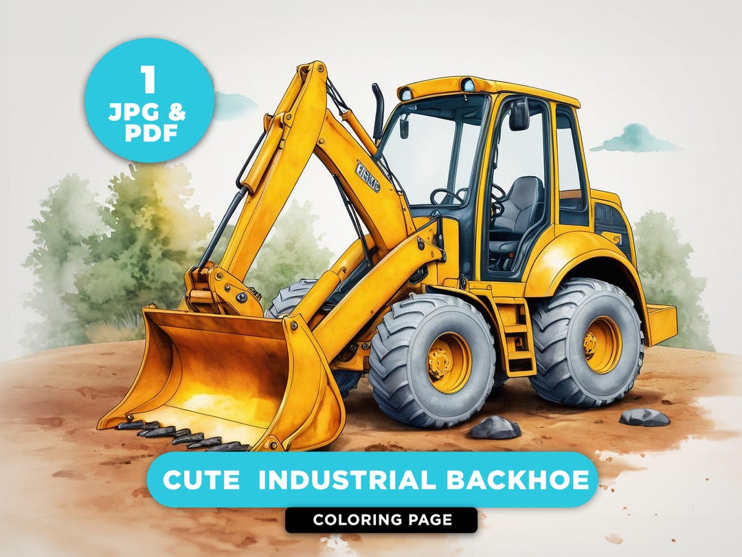 Backhoe Coloring Page for Kids Printable Construction Vehicle Activity ...
