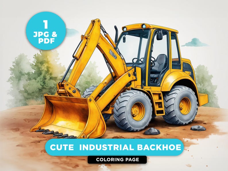 Backhoe Coloring Page for Kids Printable Construction Vehicle Activity ...