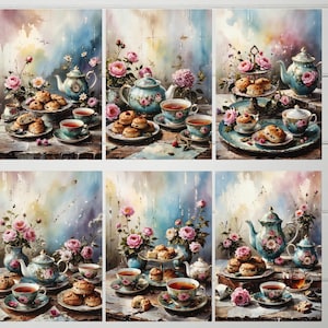 12 English Tea and Scones Watercolour Clipart Vintage Tea Party Clip ...