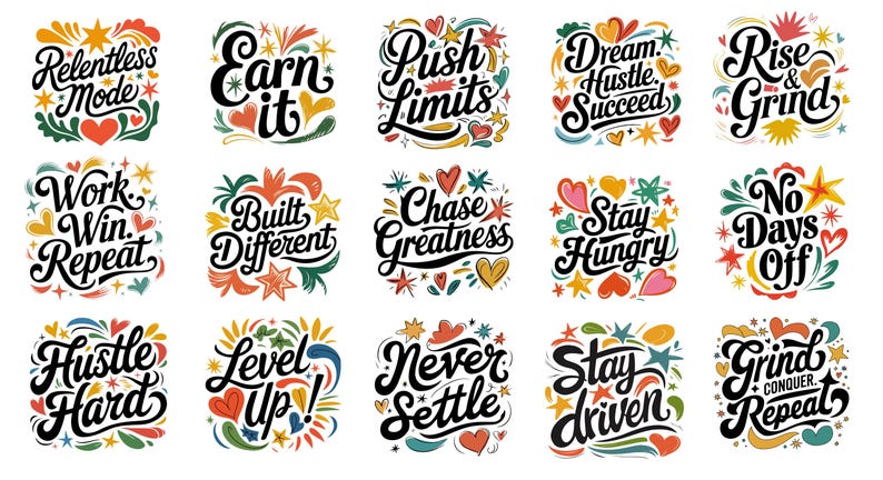 Motivational Quotes Clipart Cursive Handwriting PNG Designs for T ...