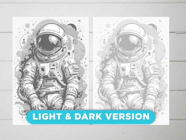 Astronaut Coloring Page Instant Download Grayscale Coloring Adults ...