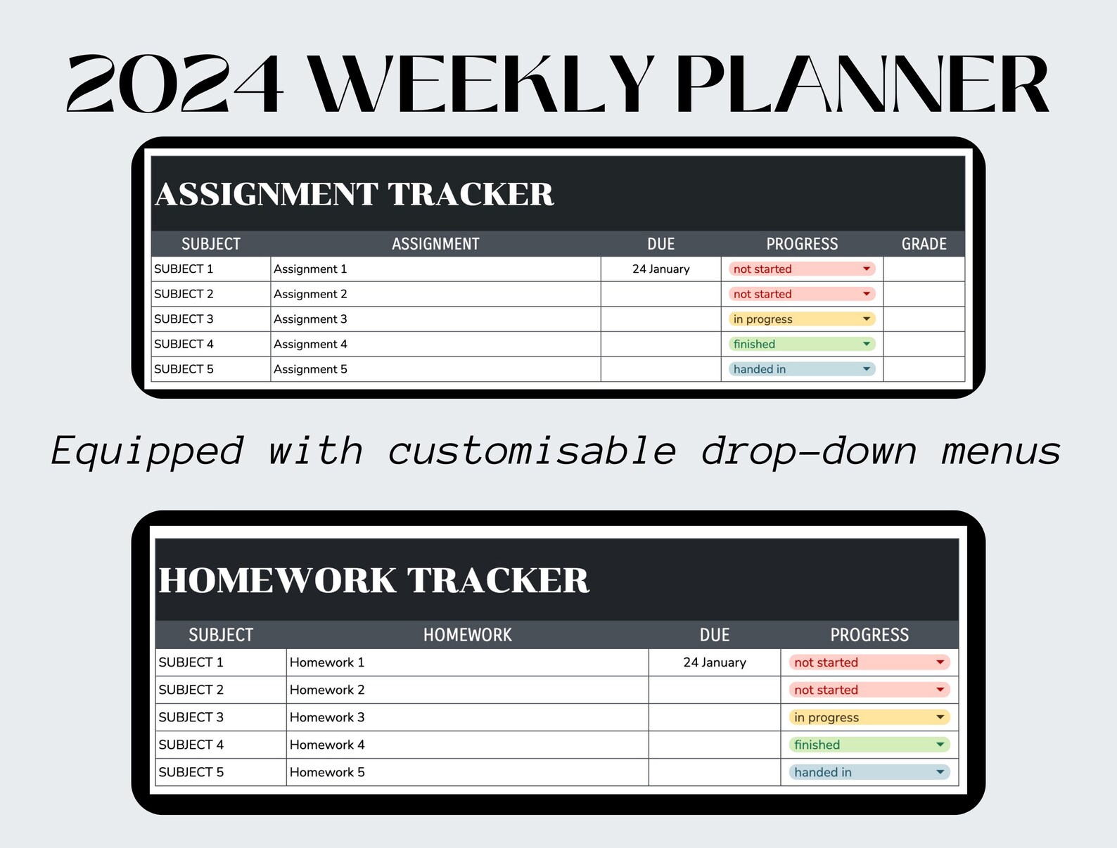 Google Sheets Student Planner Basic Minimalist Assignment - Etsy Australia