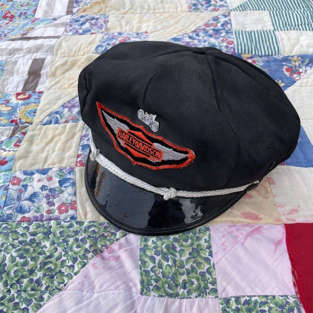 Vintage 50s Harley Davidson Motorcycles Biker Captains Cap Mariner Hat ...