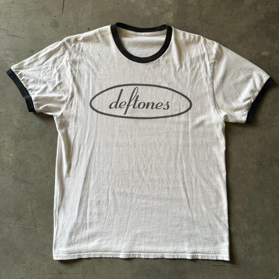 Vintage 2003 Y2k Deftones Ringer Cursive Logo Rock Ba… - Gem