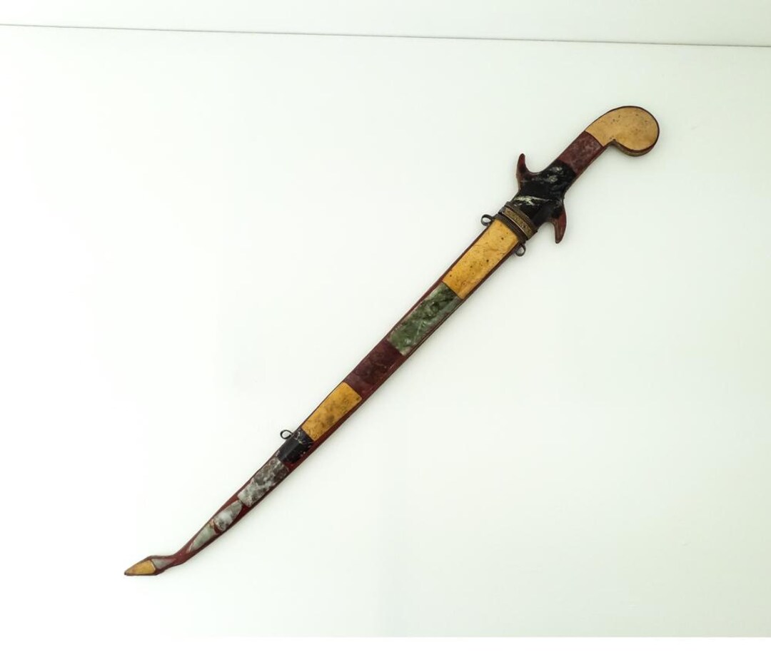 Vintage Islamic Dagger in Scabbard Inlaid With Semi-precious Stones Mid ...