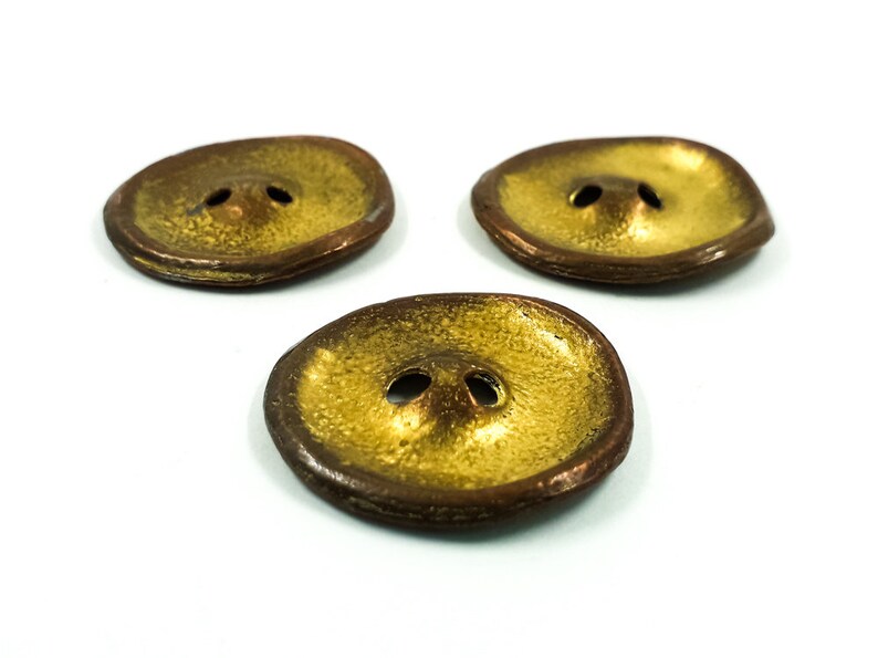 Set of 3 Large Vintage Golden Metal Buttons 1960s France Vintage Big ...