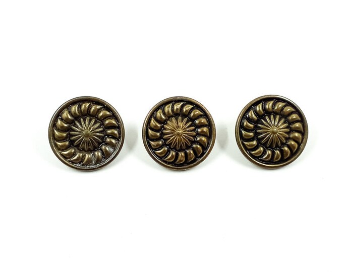 Set of 3 Vintage Bronze Buttons 1960s France Vintage Embossed Metal ...