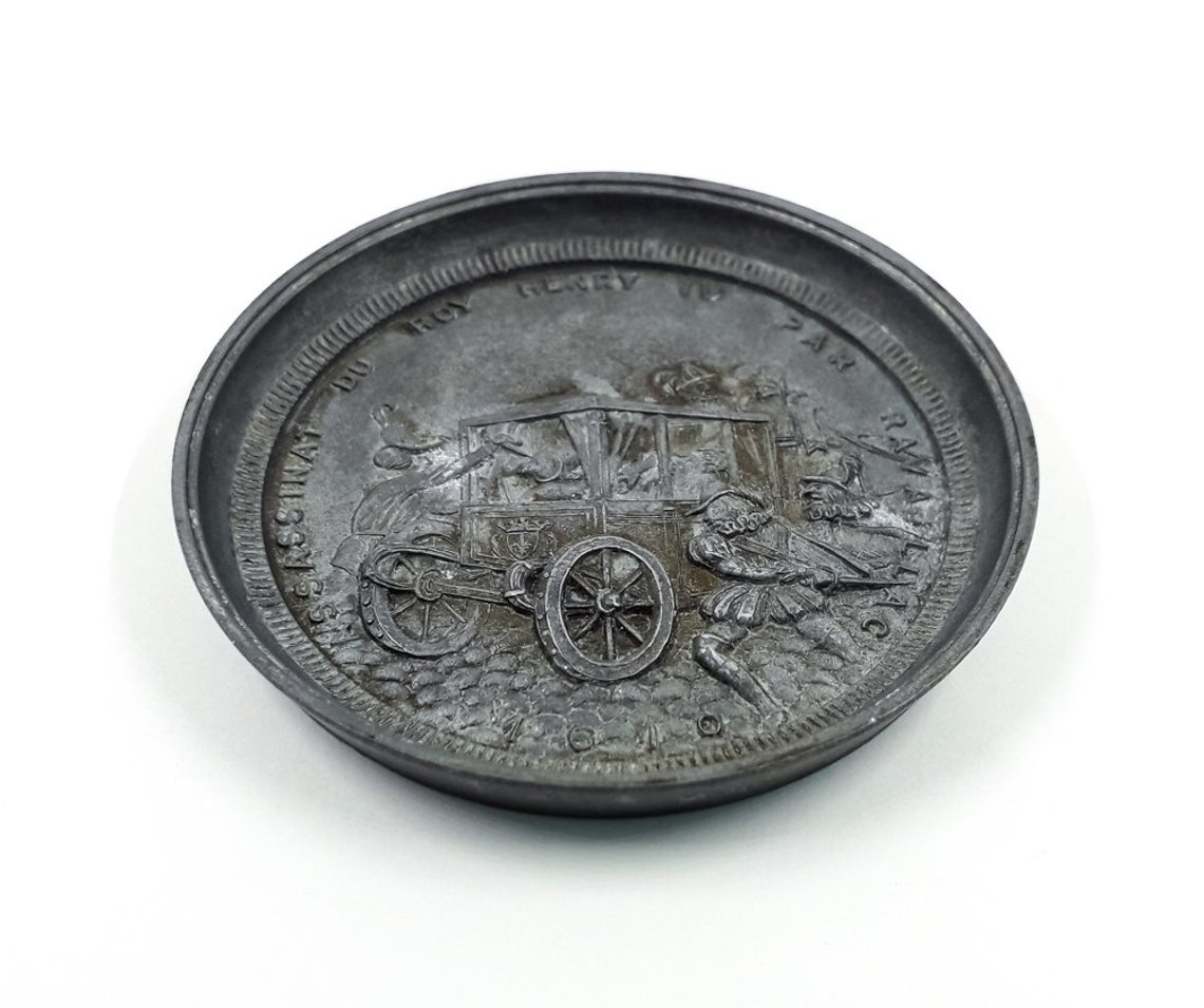 Vintage Decorative Bas Relief Metal Plate Mid Late 19th Century France ...