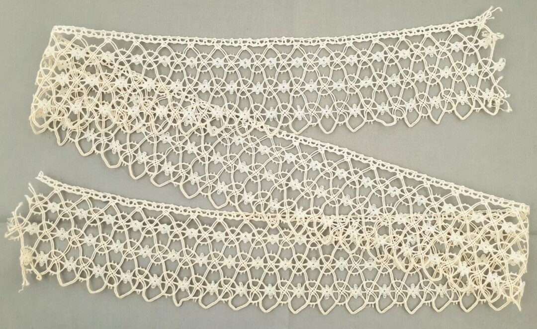 Vintage Lace Filet Fine Knotted Lace 1960s France Ivory Cotton French ...
