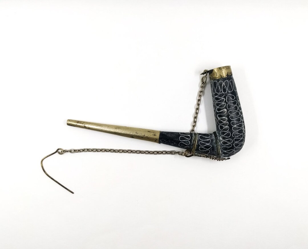Antique Decorative Smoking Pipe Vintage Metal Smoking Pipe With Inlay ...