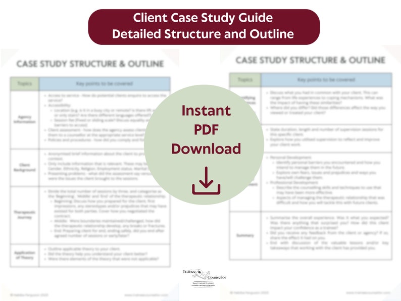 Therapeutic Client Case Study Outline and Structure, for Trainee ...