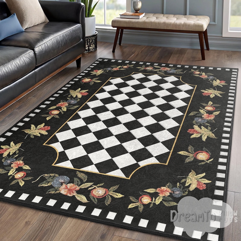 White Floral Runner Rug - Etsy