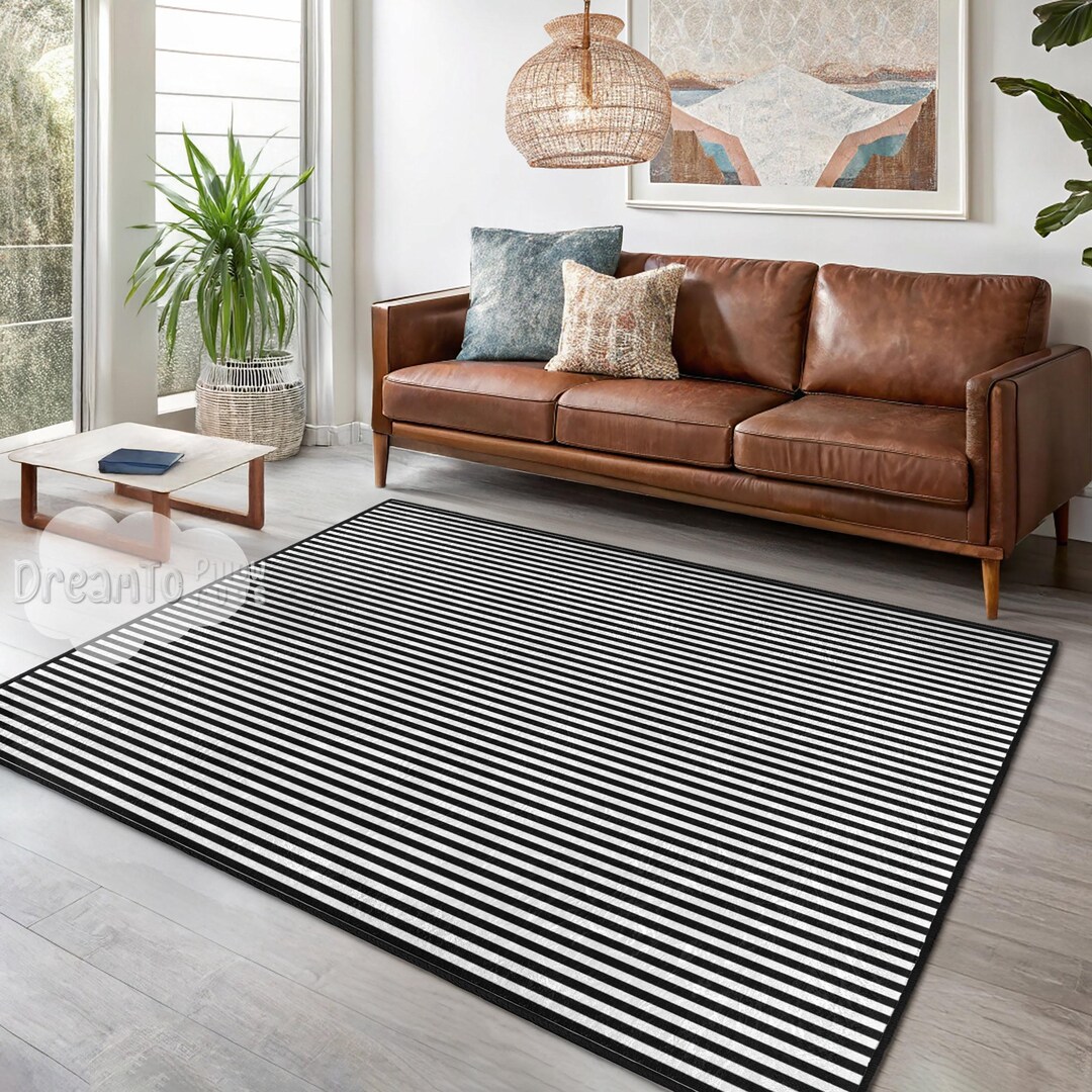 Black White Vertical Striped Area Rug,modern Minimalist Accent Carpet ...