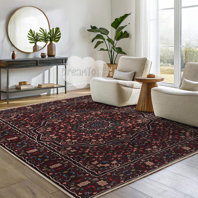 Rug Medallion Red - Etsy