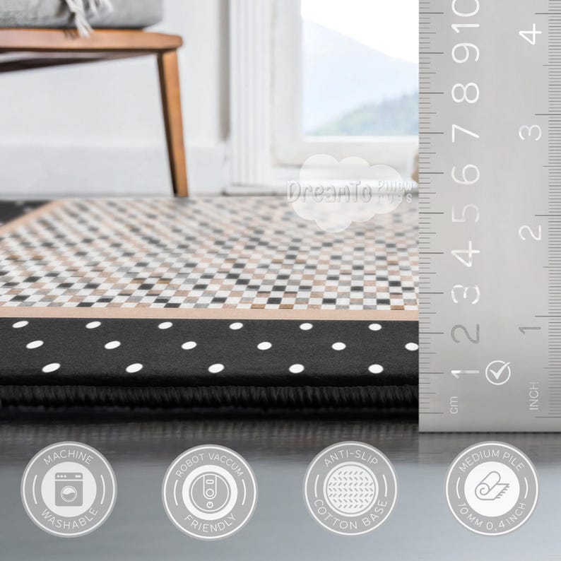 Checkered Mosaic Neutral Area Rug-elegant Beige Black S Accent Carpet ...