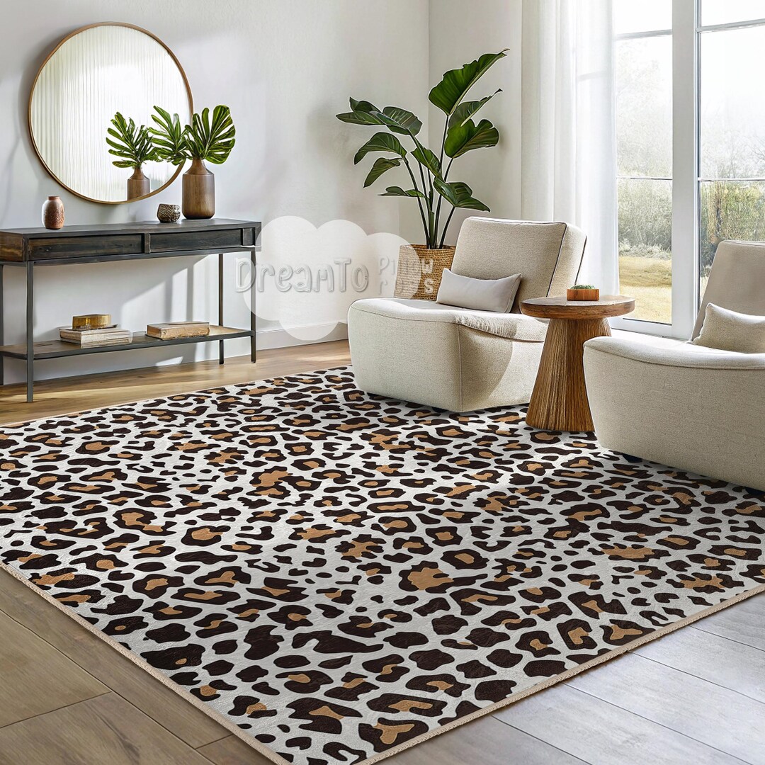 Animal Print Leopard Spots Area Rug,trendy Brown Tan Safari Decor ...