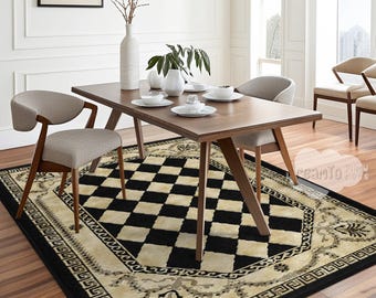 Black and Gold Harlequin Area Rug: Geometric Diamond Pattern - Etsy