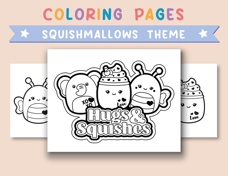 Valentine Squishmallow Coloring Page, Bold End Easy Coloring Pages ...