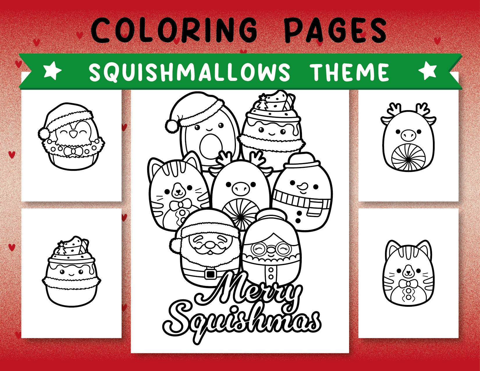 Christmas Squishmallow Coloring Pages, Bold End Easy Coloring Pages ...