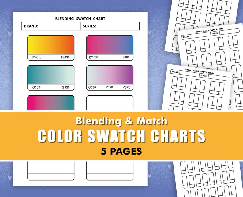 Blank Color Swatch Sheets Printable Palette Templates Instant Download ...