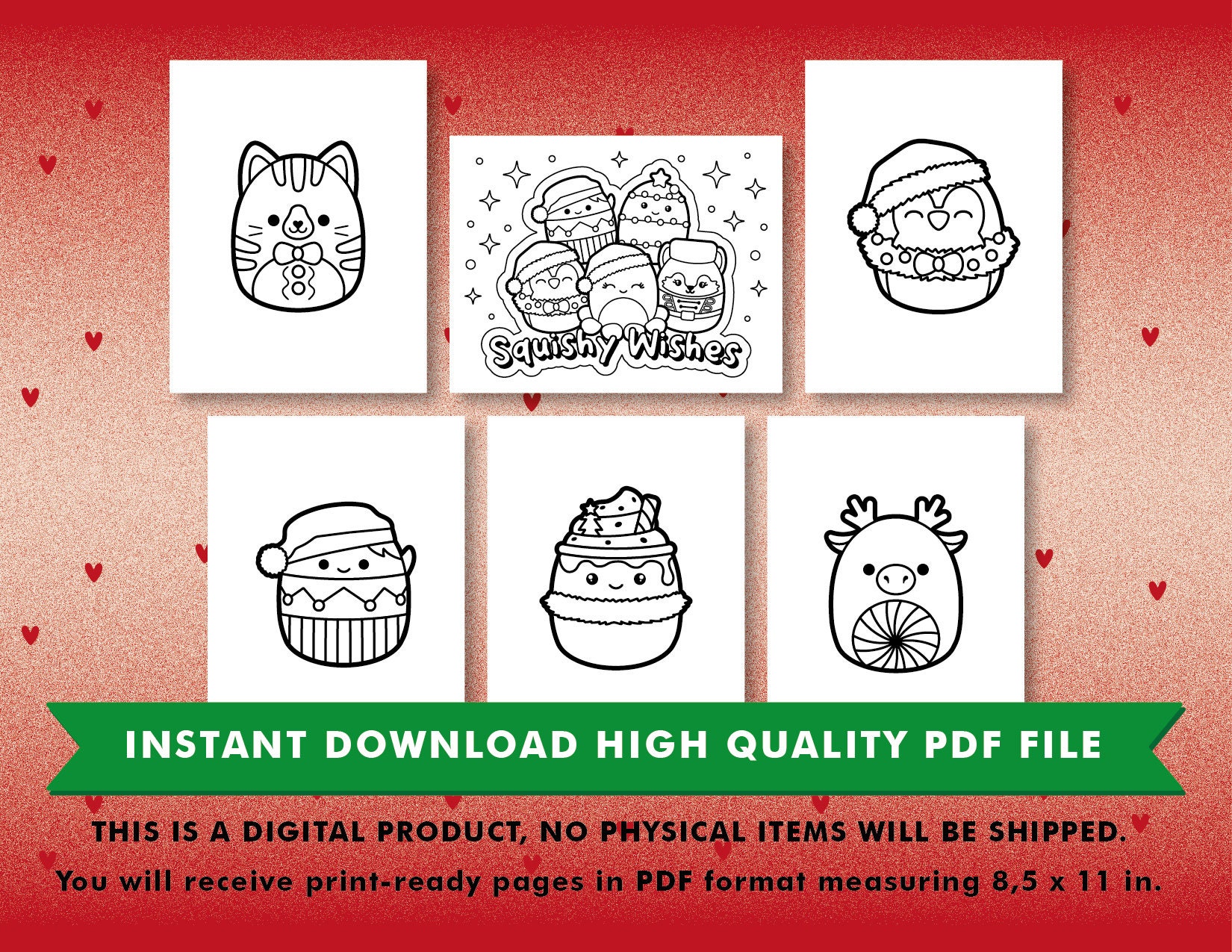 Christmas Squishmallow Coloring Pages, Bold End Easy Coloring Pages ...