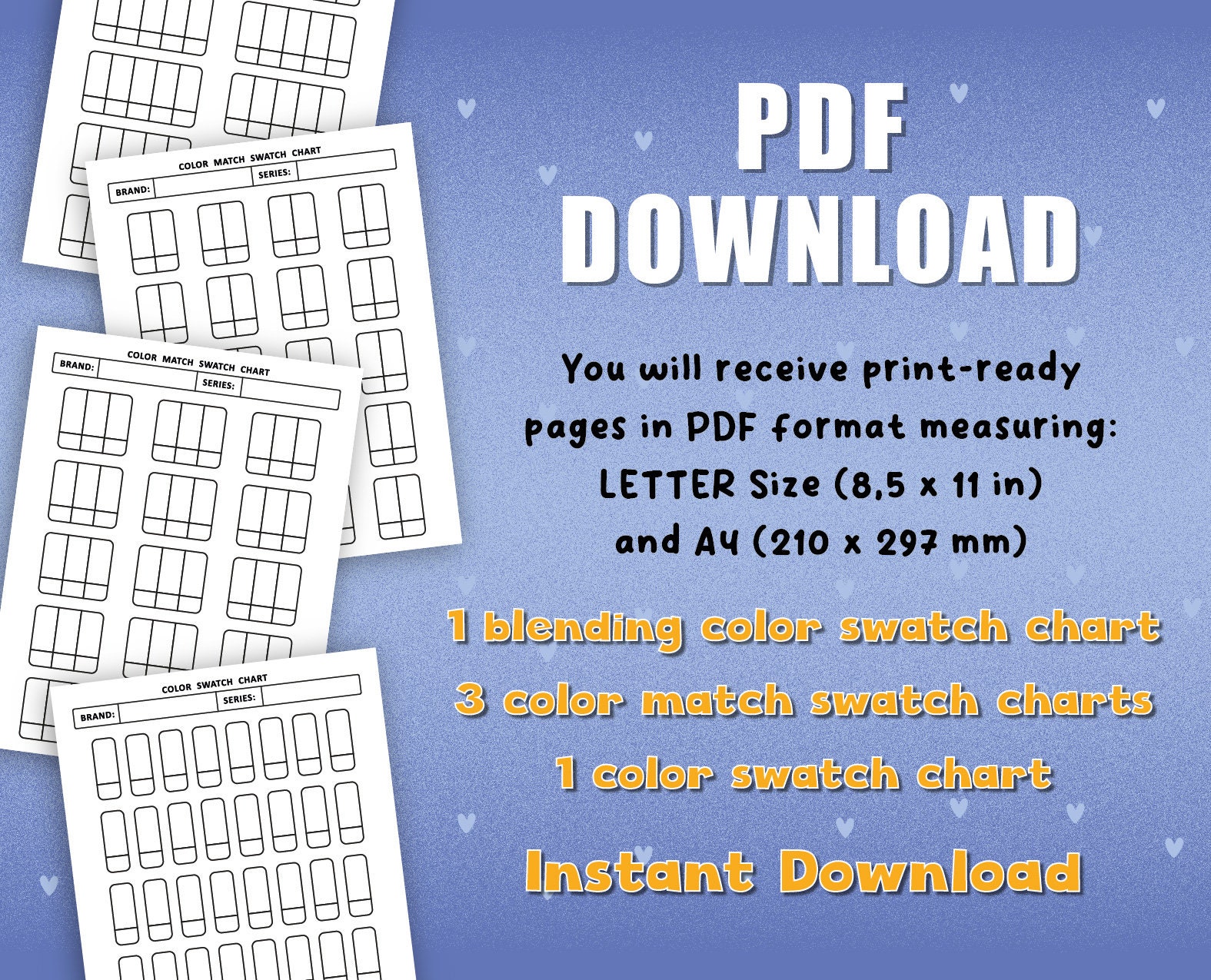 Blank Color Swatch Sheets - Printable Palette Templates | Instant ...