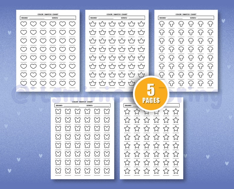 Blank Color Swatch Sheets Printable Palette Templates Instant Download ...