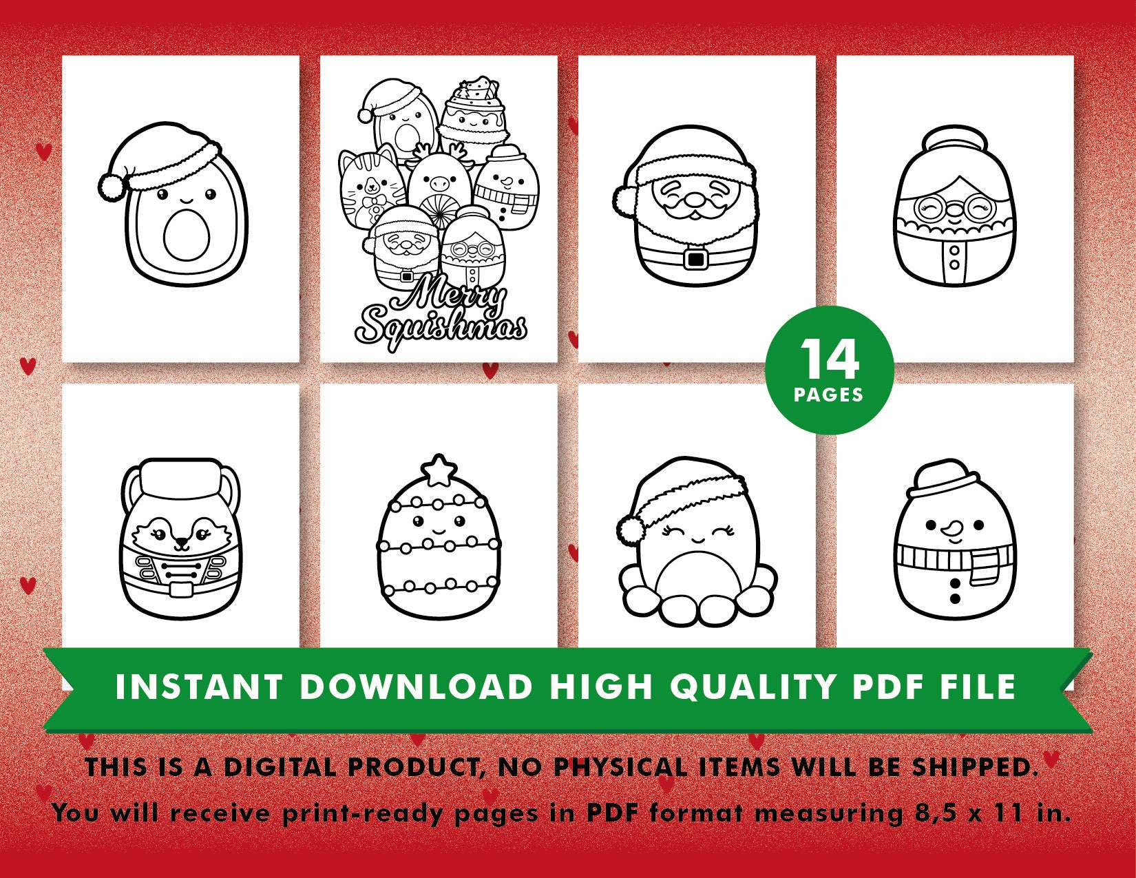 Christmas Squishmallow Coloring Pages, Bold End Easy Coloring Pages ...