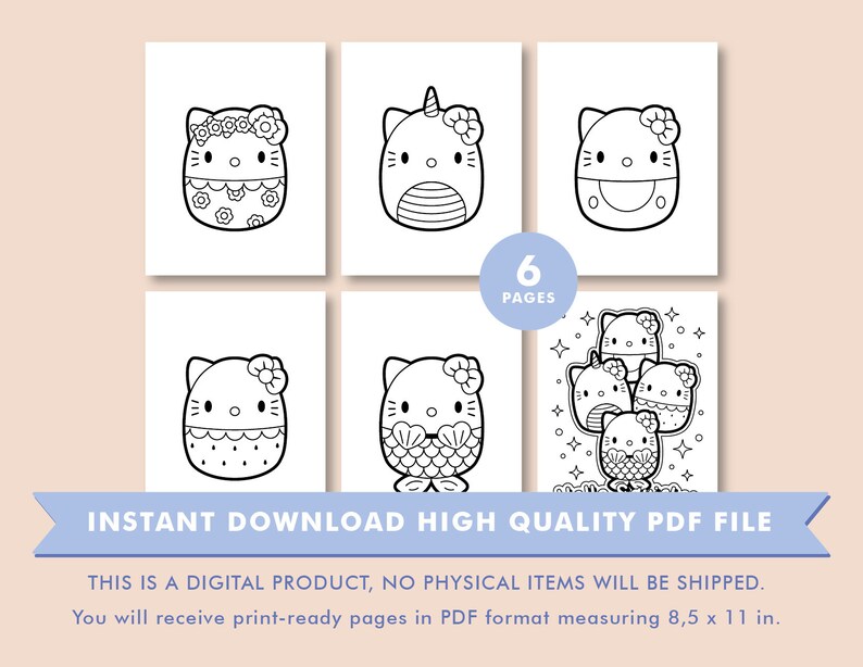 Hello Squishmallow Coloring Page, Bold End Easy Coloring Pages, Instant ...