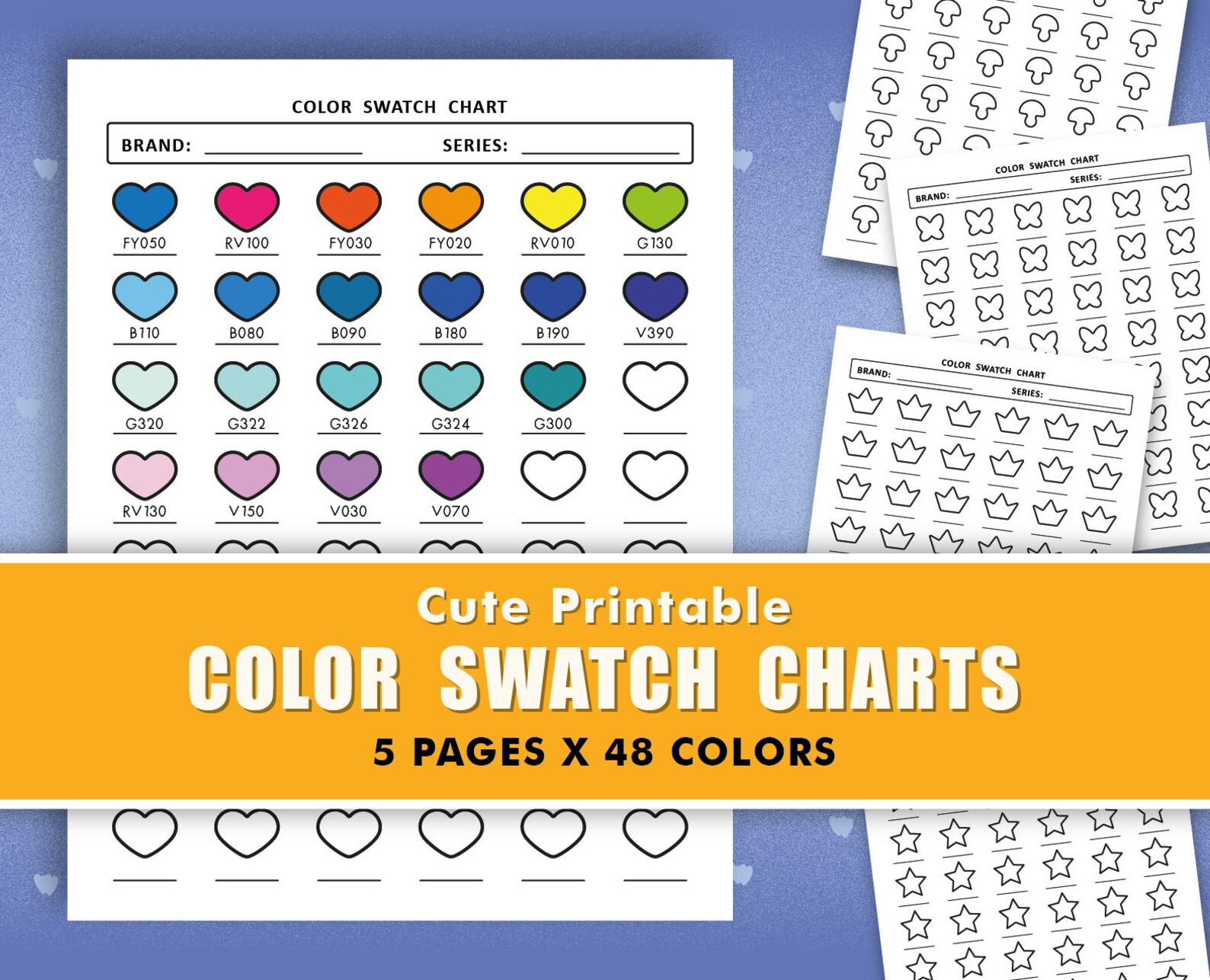 Blank Color Swatch Sheets Printable Palette Templates Instant Download ...