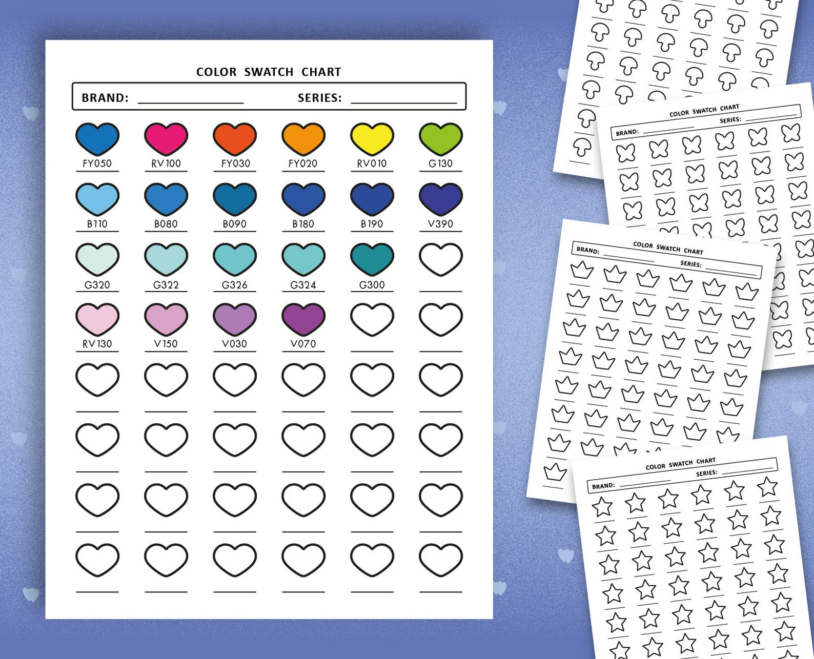 Blank Color Swatch Sheets Printable Palette Templates Instant Download ...