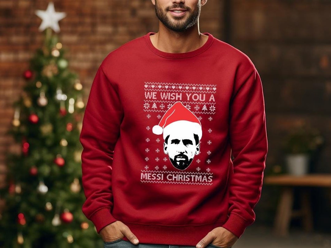 We Wish You a Messi Christmas Sweater, Retro Christmas Ugly World Cup ...