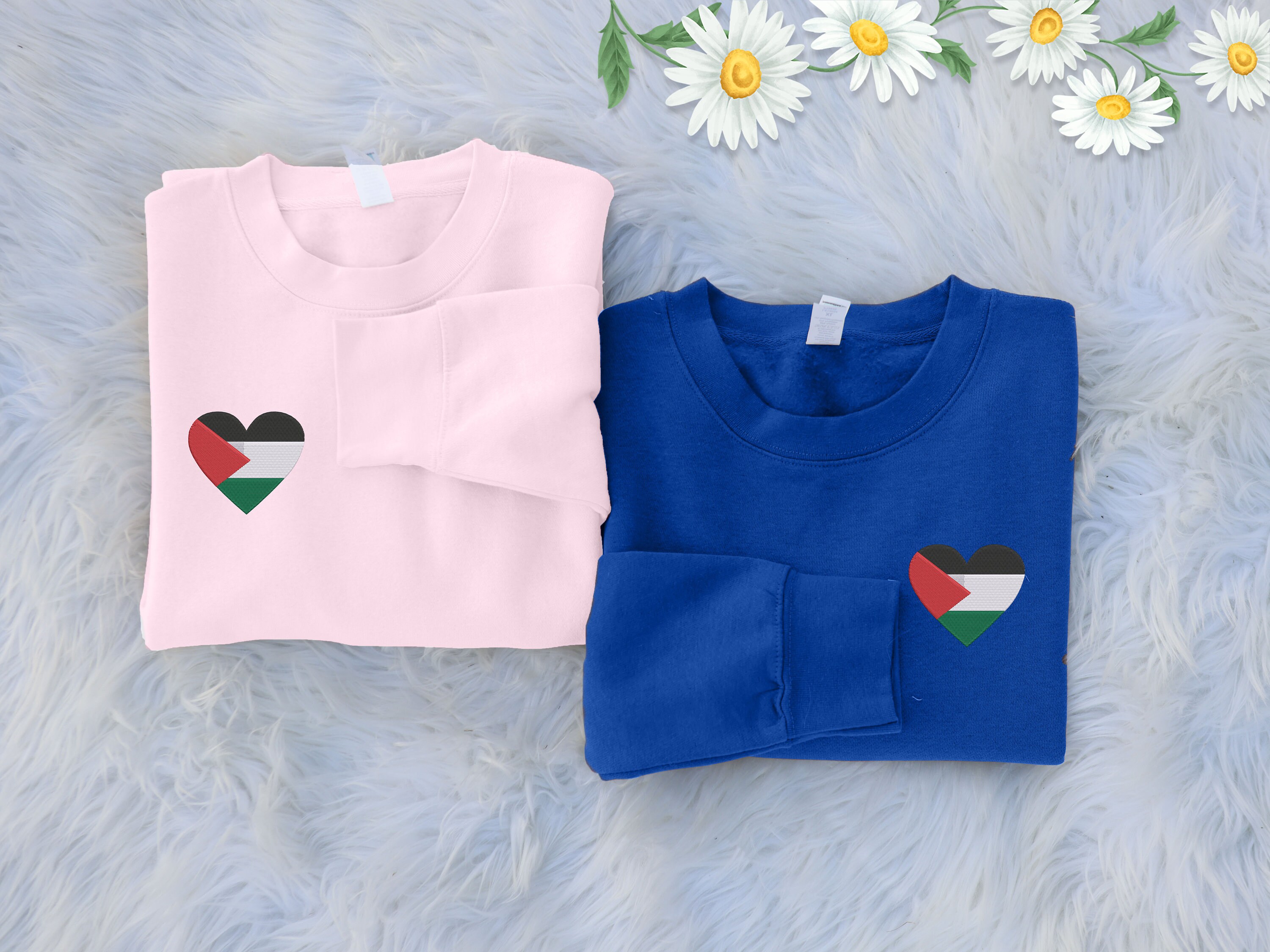 Embroidered Palestine Monogram Heart Sweater, Palestine Flag Heart ...