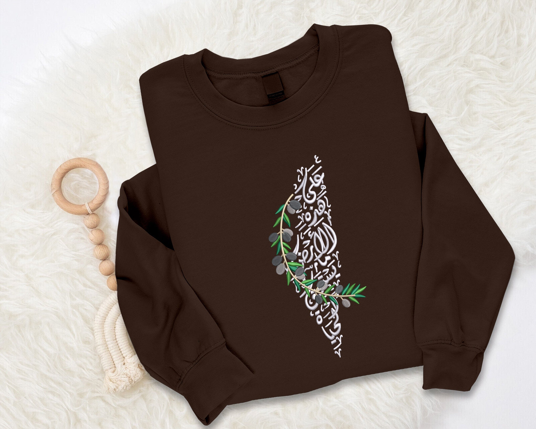 Palestine Map Embroidered Sweater, Palestine Crewneck Arabic Sweatshirt ...