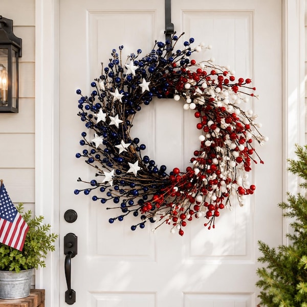 Us Flag on a Wreath - Etsy