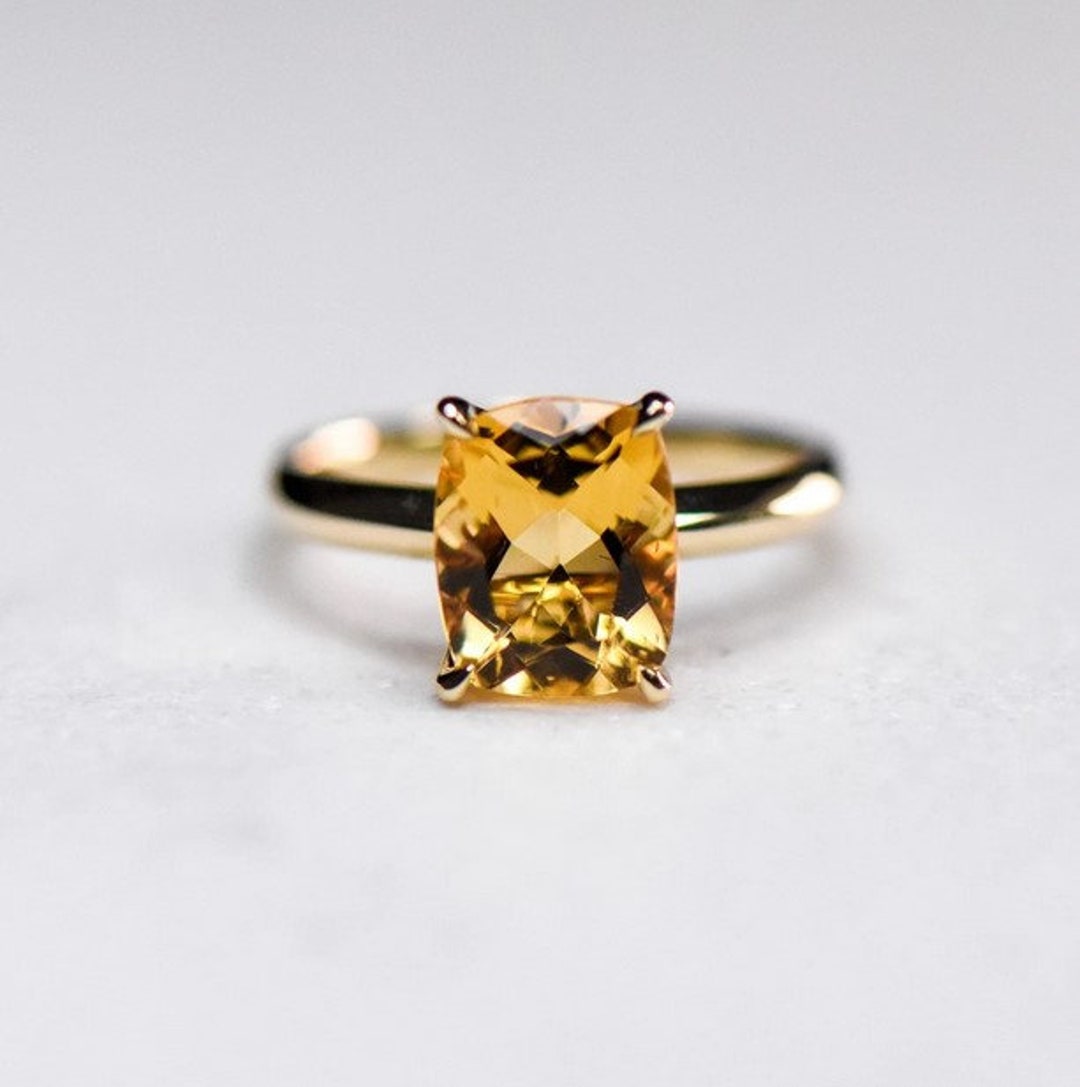 Stunning Heliodor Solitaire Ring in Yellow Gold Plated Sterling Silver ...