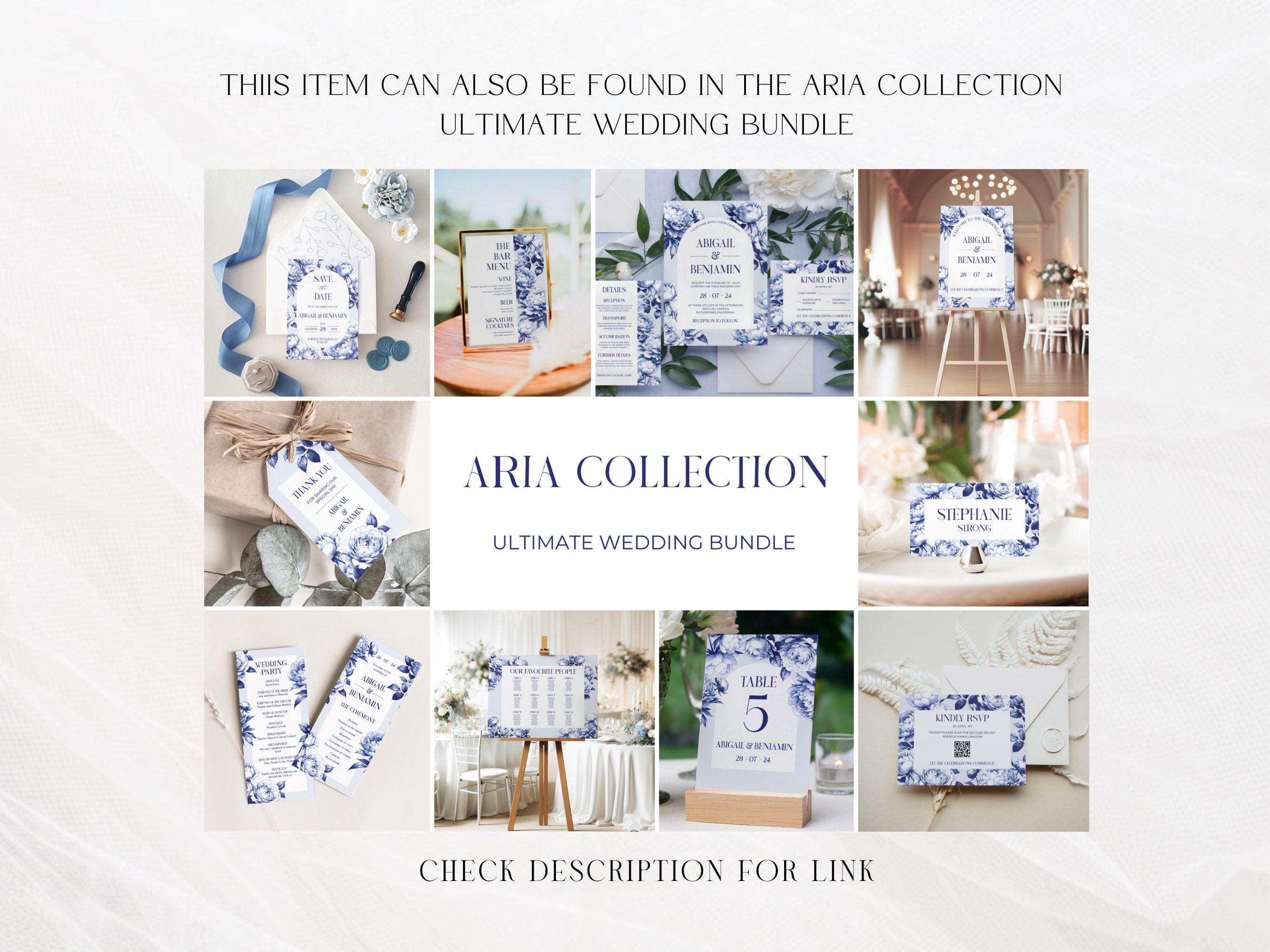 Elegant Blue Floral Wedding Program, Double-sided Program Template ...