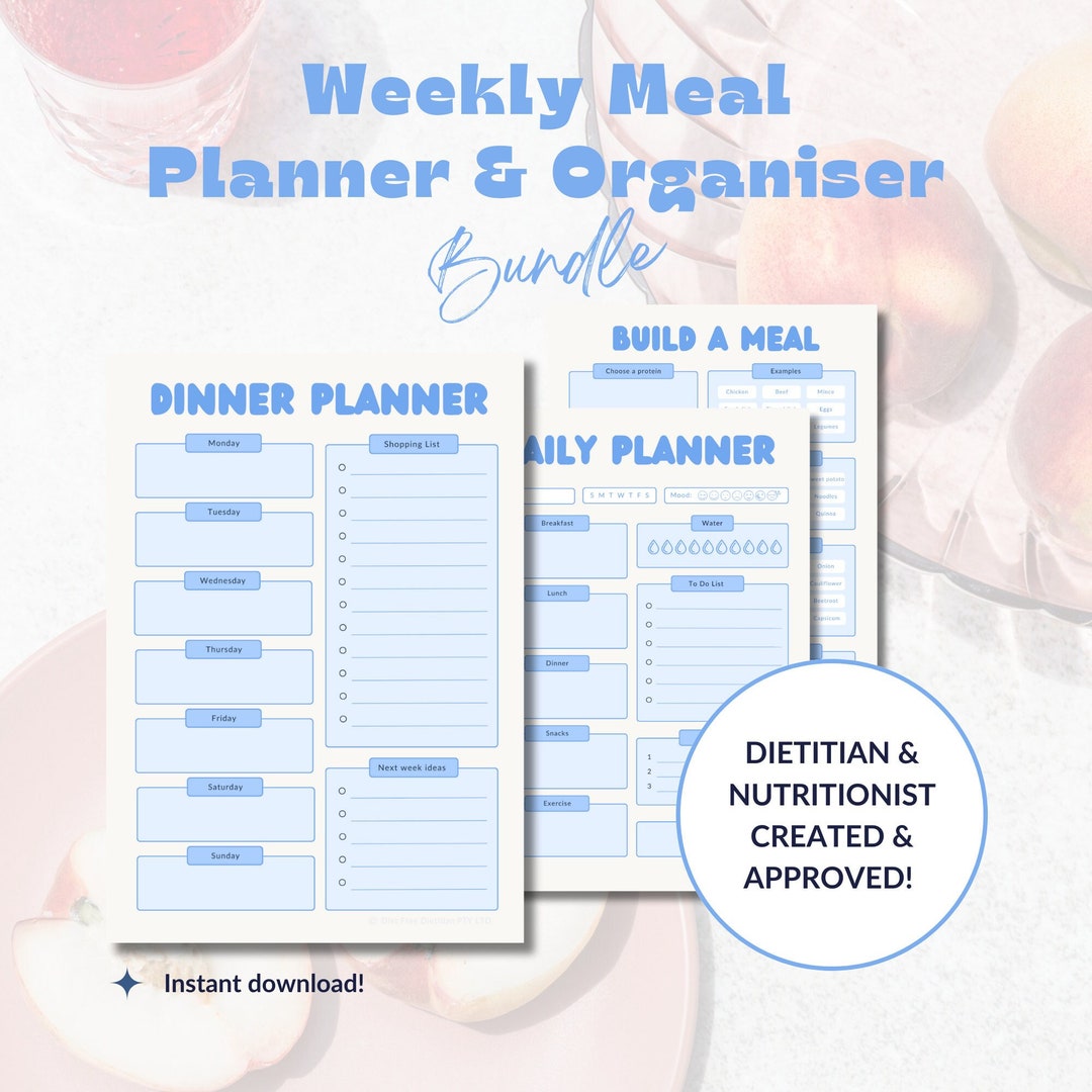 Printable Weekly Meal Planner Bundle | Digital Dinner Organiser ...