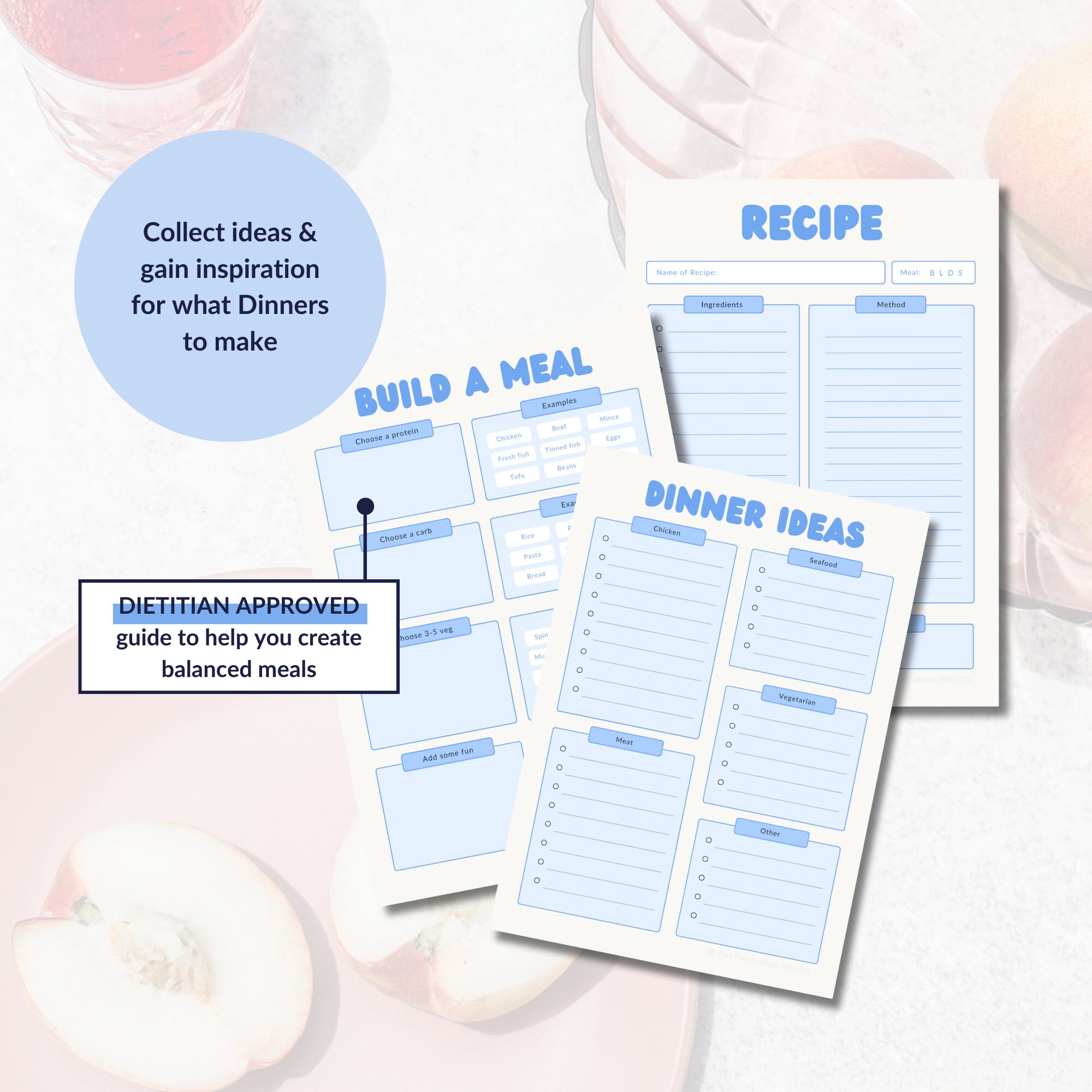 Printable Weekly Meal Planner Bundle Digital Dinner - Etsy