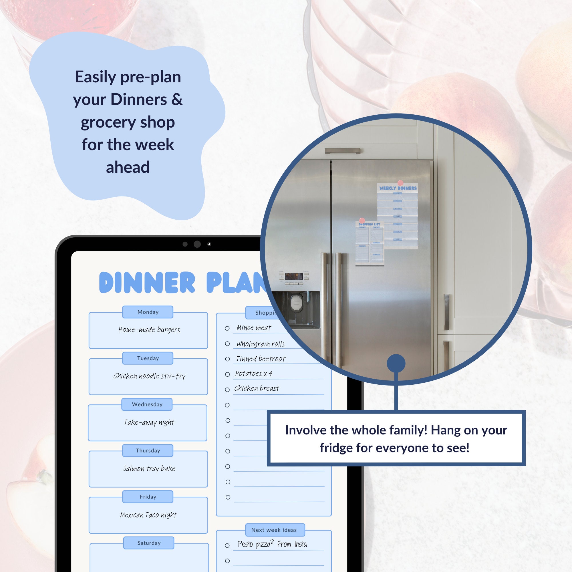 Printable Weekly Meal Planner Bundle Digital Dinner - Etsy