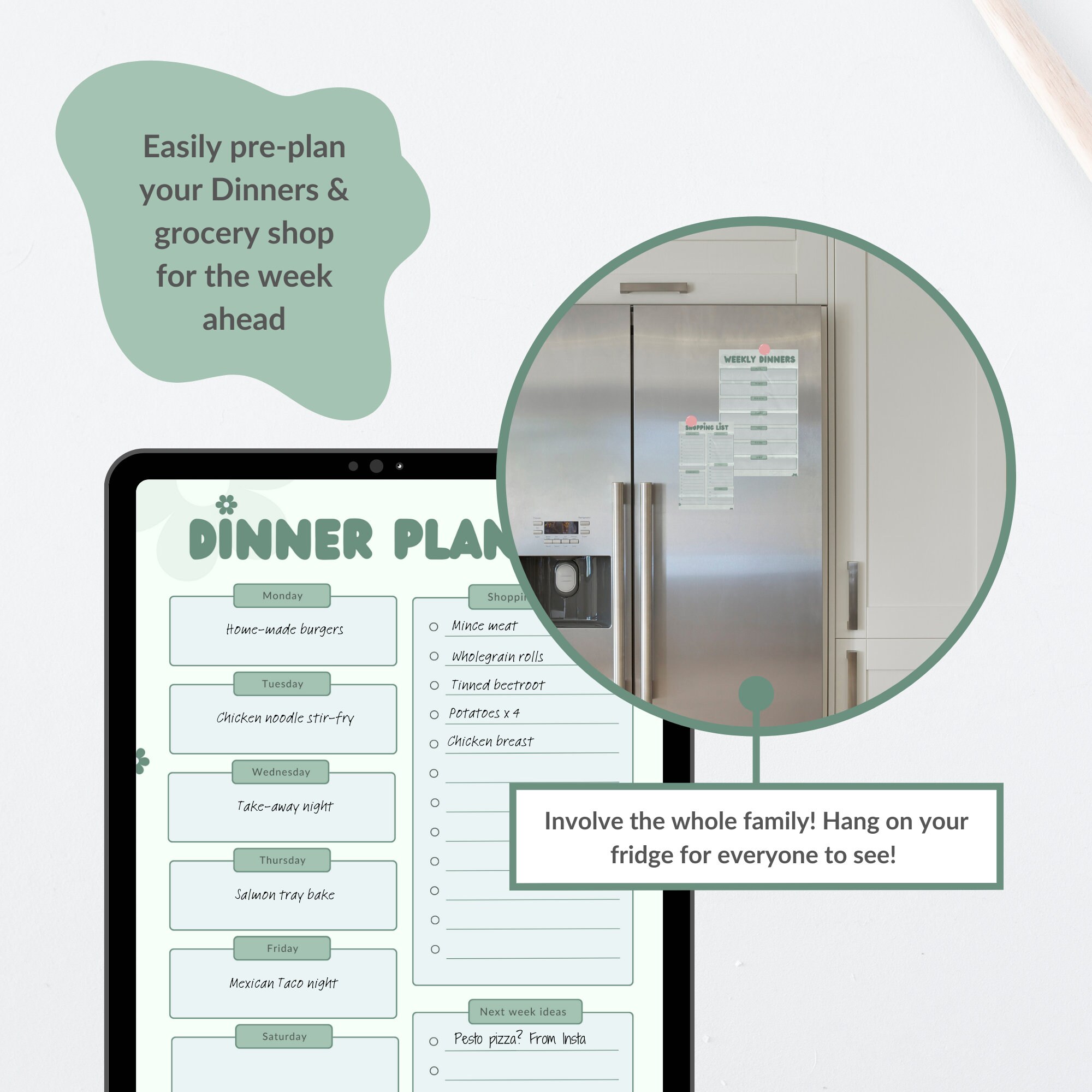 Printable Weekly Meal Planner Bundle | Digital Dinner Organiser ...
