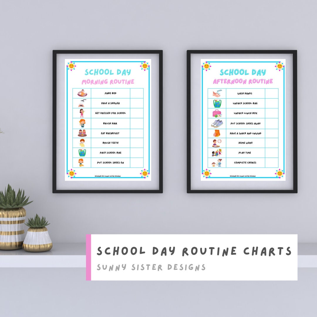 Kids School Day Morning and Afternoon Routine A3 Charts Daily Schedule ...