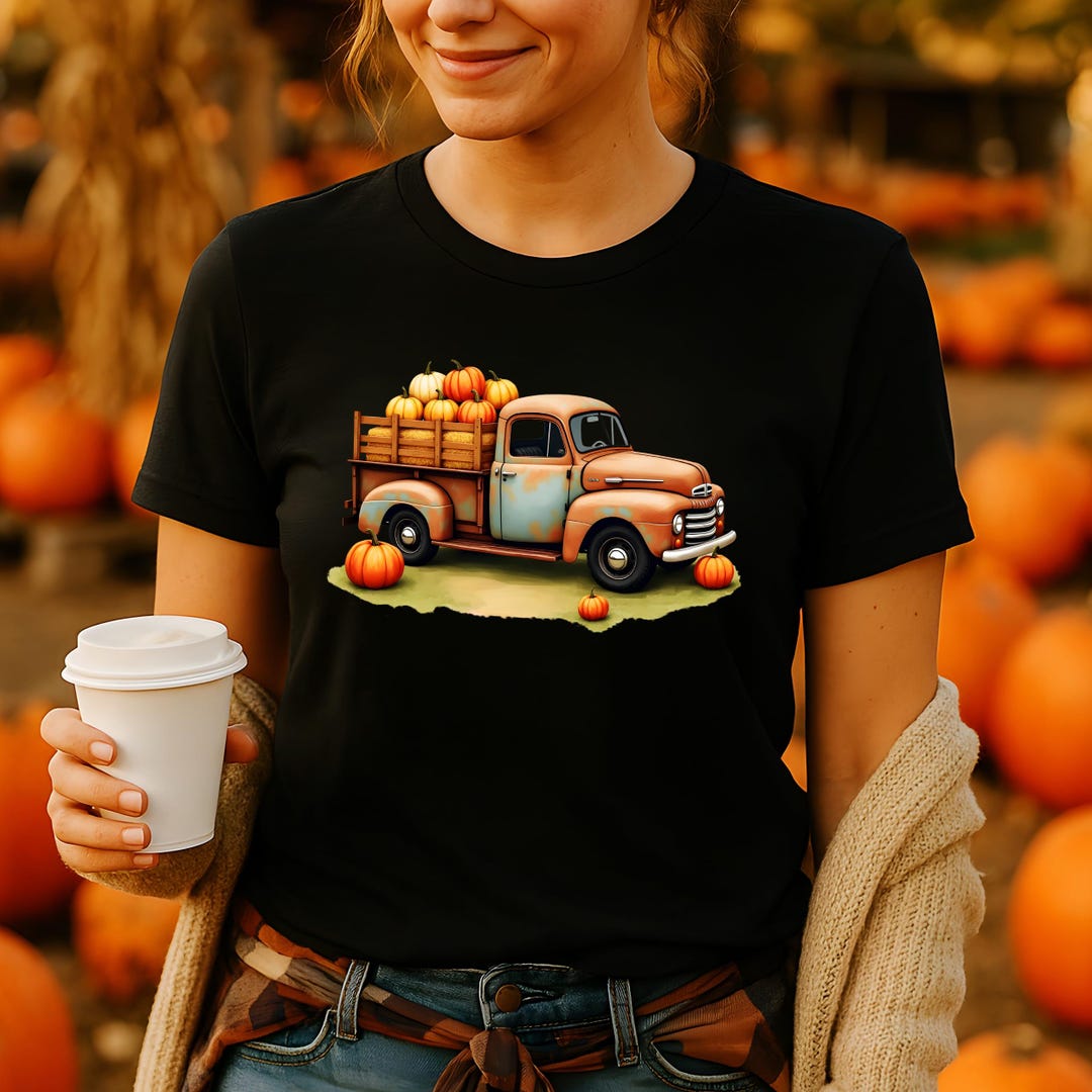 Vintage Fall Pumpkin Harvest Truck - Digital Download T-shirt PNG ...