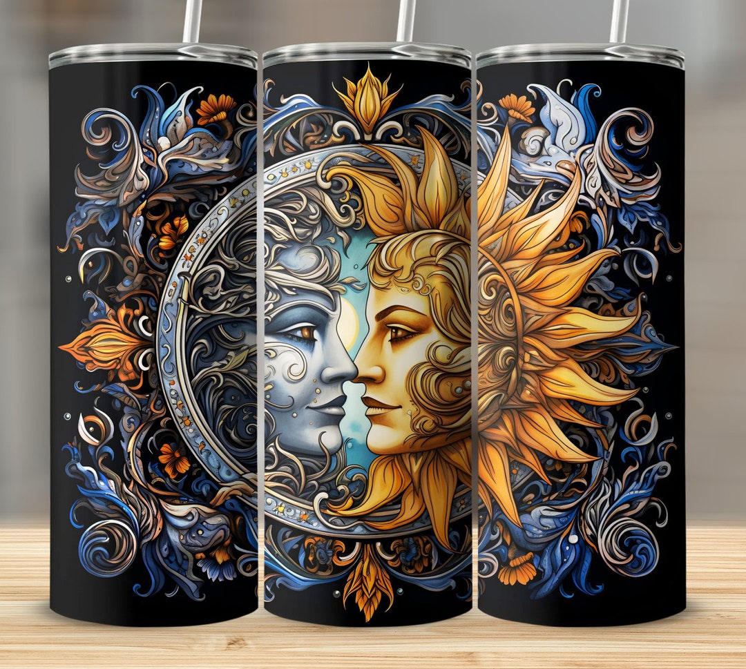 Regal Sun and Moon Faces Fantasy Art - 20 Oz Sublimation Tumbler Wrap ...
