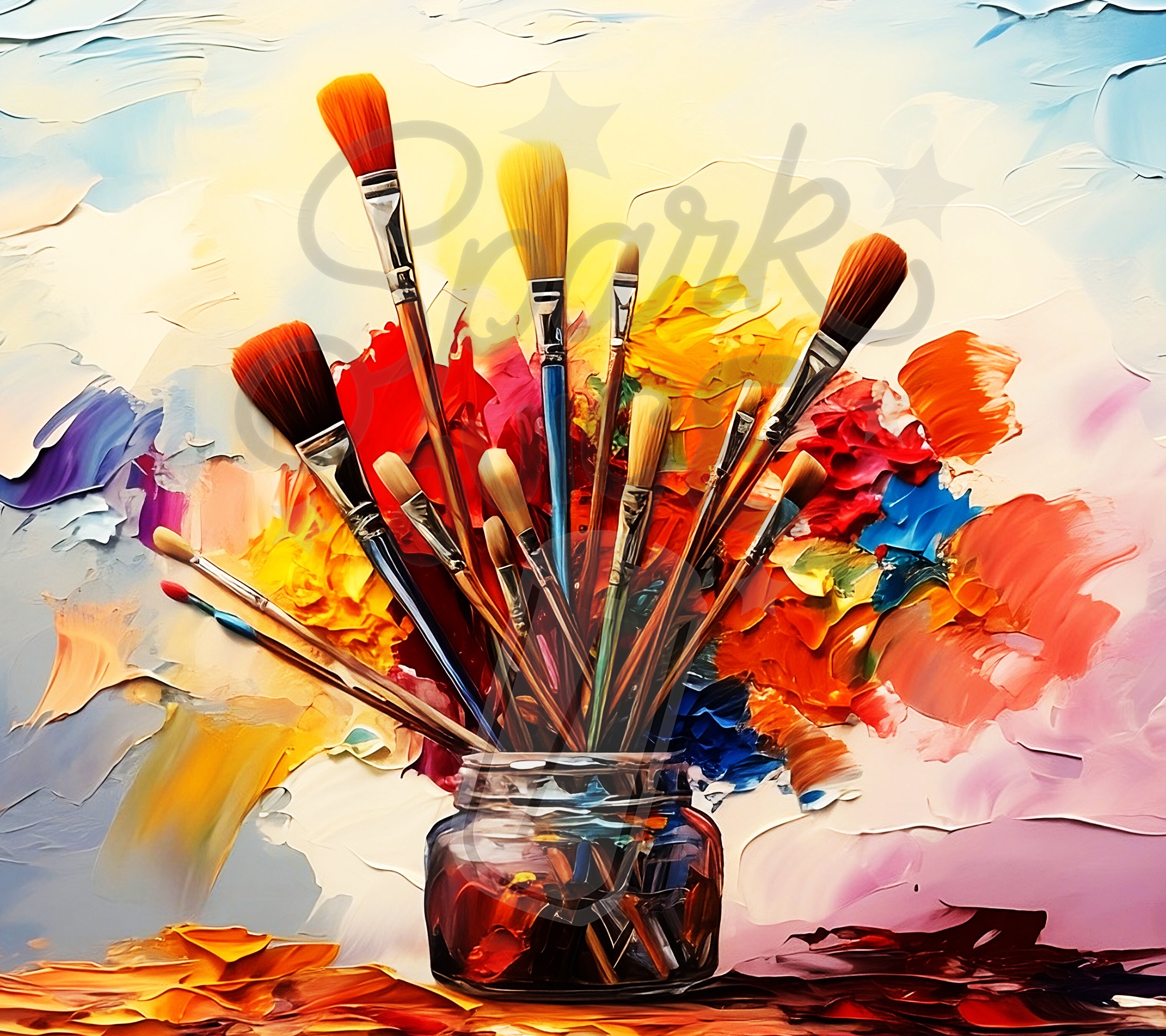 Painterly Artist Paint Brushes in Jar - 20 Oz Sublimation Tumbler Wrap ...