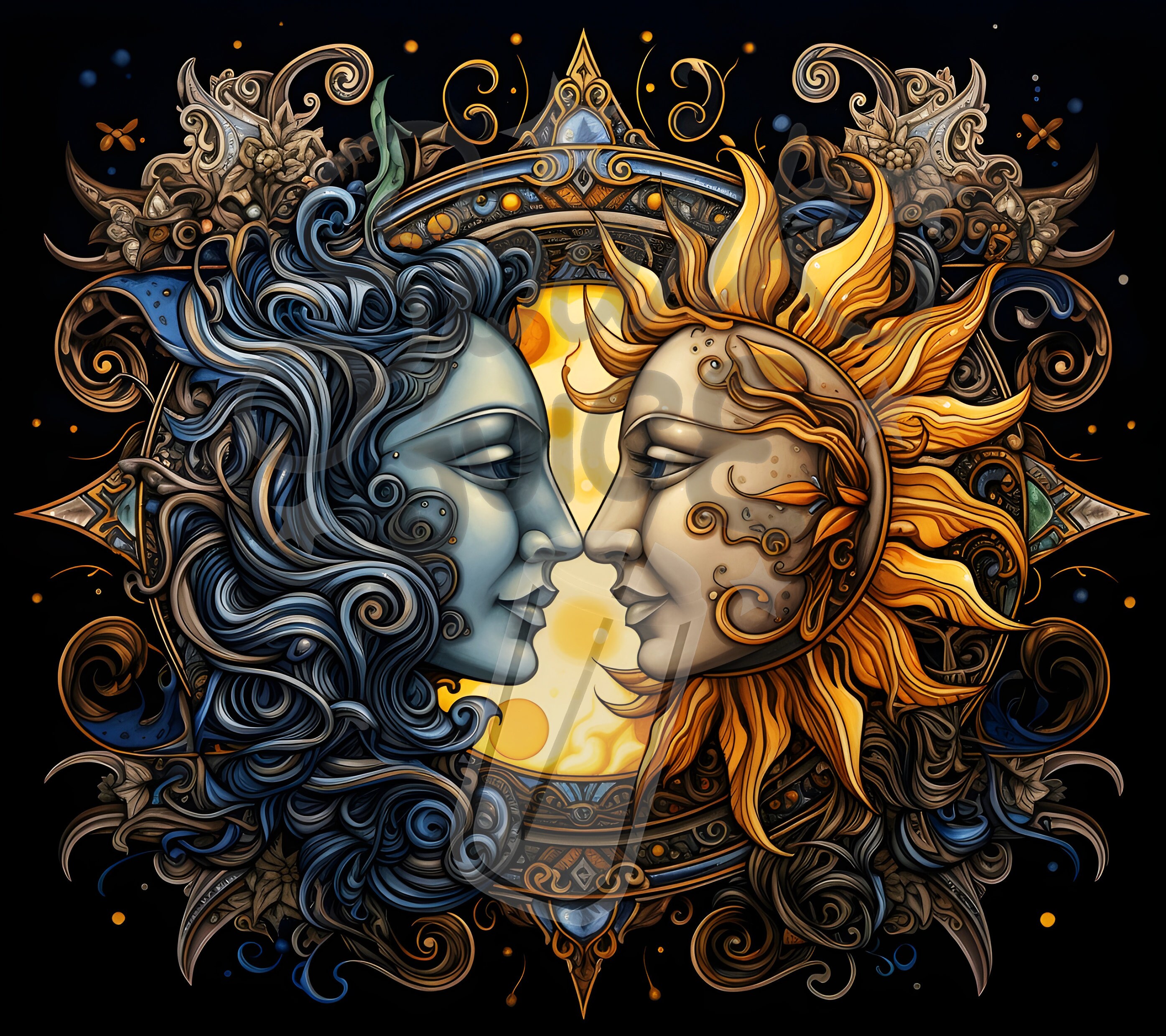 Sun and Moon Faces Fantasy Art - 20 Oz Sublimation Tumbler Wrap ...