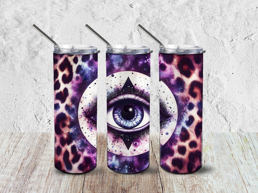 Cosmic All Seeing Eye on Dark Purple Galaxy Leopard Print 20 Oz ...