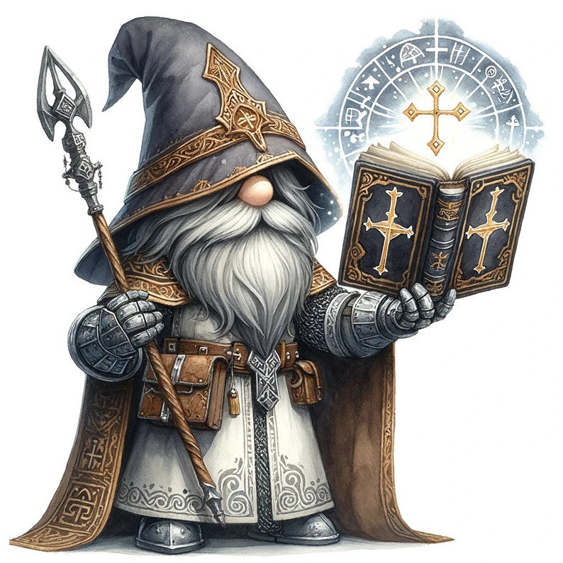 Cleric Fantasy Game Gnome 37 JPG Watercolor - Etsy