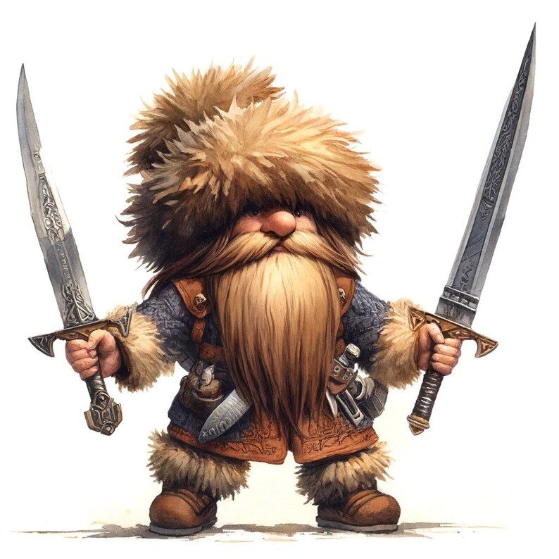 Barbarian Fantasy Game Gnome 42 PNG Watercolor - Etsy
