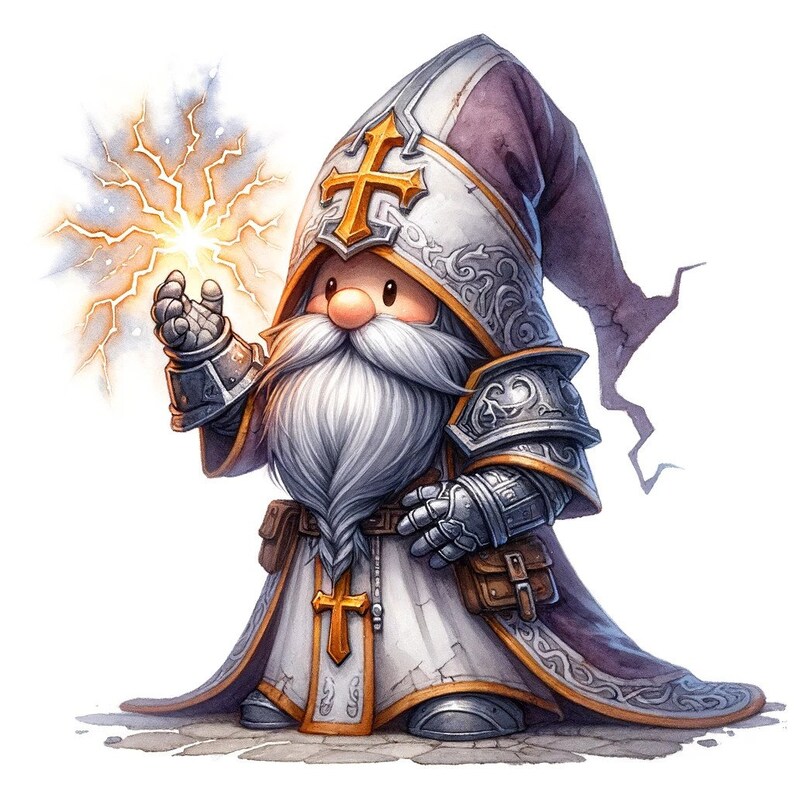 Cleric Fantasy Game Gnome 37 JPG Watercolor - Etsy